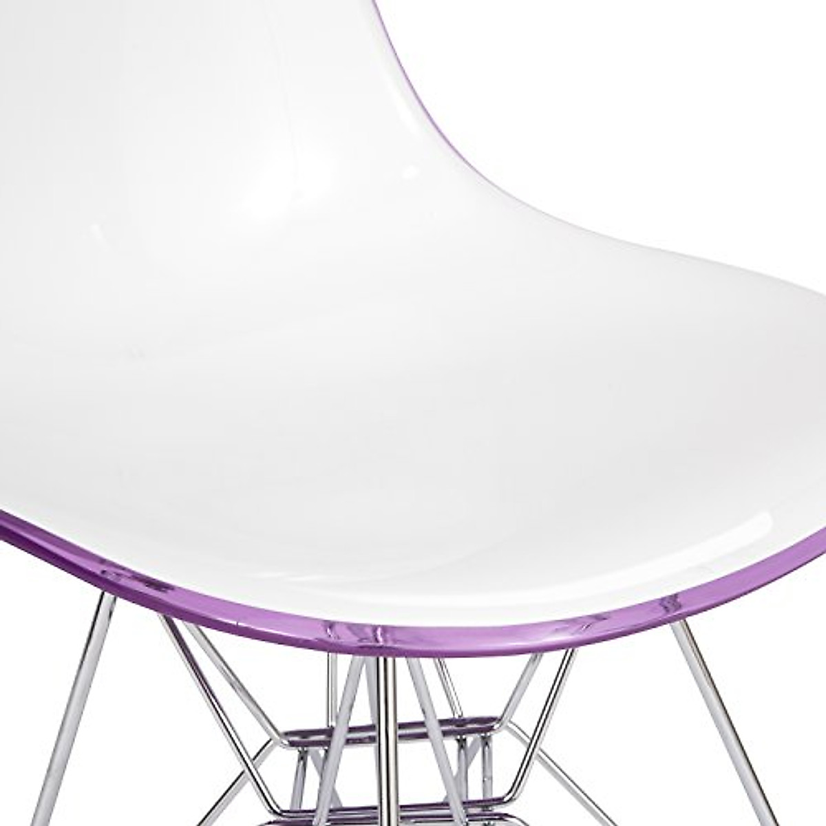 LeisureMod Carey Modern Eiffel Base Molded Side Chair Set of 2 (White Purple)