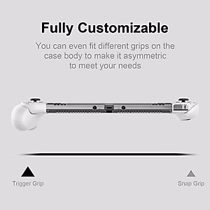 Skull & Co. GripCase OLED: A Dockable Transparent Protective Cover Case with Replaceable Grips [to fit All Hands Sizes] for Nintendo Switch OLED Model [No Carrying Case] -OLED White