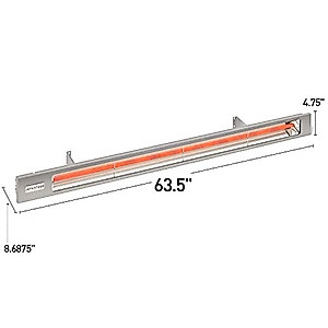 Infratech SL-4024 Slimline 63.5" Single Element Fixture 4000 Watt, 240 Volt, Black Finish