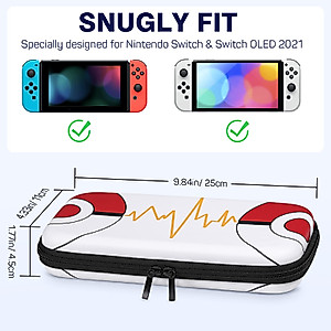 MoKo Carrying Case for Nintendo Switch OLED Model 2021/Nintendo Switch, Hard Shell Portable Travel Carry Case w/10 Game Card Slots Compatible with Nintendo Switch Console & Accessories, Pokeball