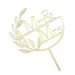 Mr and Mrs Cake Toppers，Cake Toppers for Wedding，Mirrored Gold Acrylic， Bride and Groom Cake Toppers，Wedding, Bridal Shower, Engagement, Anniversary Cake Decorations。