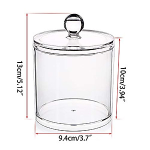 Hipiwe Cotton Ball and Swab Organizer with Lid Apothecary Acrylic Jar Makeup Cotton Organizer Bathroom Storage Canister Jar for Cotton Rounds Pads Q-Tips Holder
