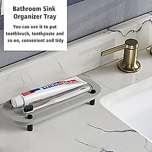 Bathroom Vanity Tray, StoneSpace Instant Dry Sink Organizer, Diatomite Toothbrush Tray, Water Drying Soap Holder, Water Absorbent Diatomite Coaster for Bathroom and Kitchen