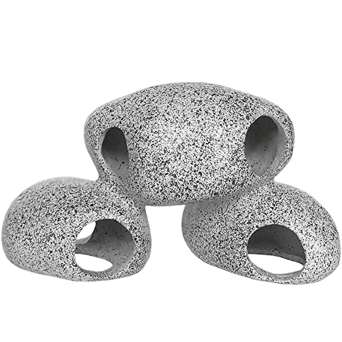 SLOCME Aquarium Rock Caves Decoration - Cichlids Rock Caves for Shrimp Cichlid Hiding Breeding Spawning, Fish Can Swim Through The Rock Hole, 3 Stone