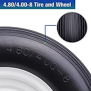 BAIVE BW 16" 4.80/4.00-8 Flat Free Solid Polyurethane Tire and Wheel, 1 Pack PU Airless Tires with 5/8" Ball Bearings 6" Iron Hub for Wheelbarrow/Hand Truck/Tool Cart/Garden Carts, 1 Pack