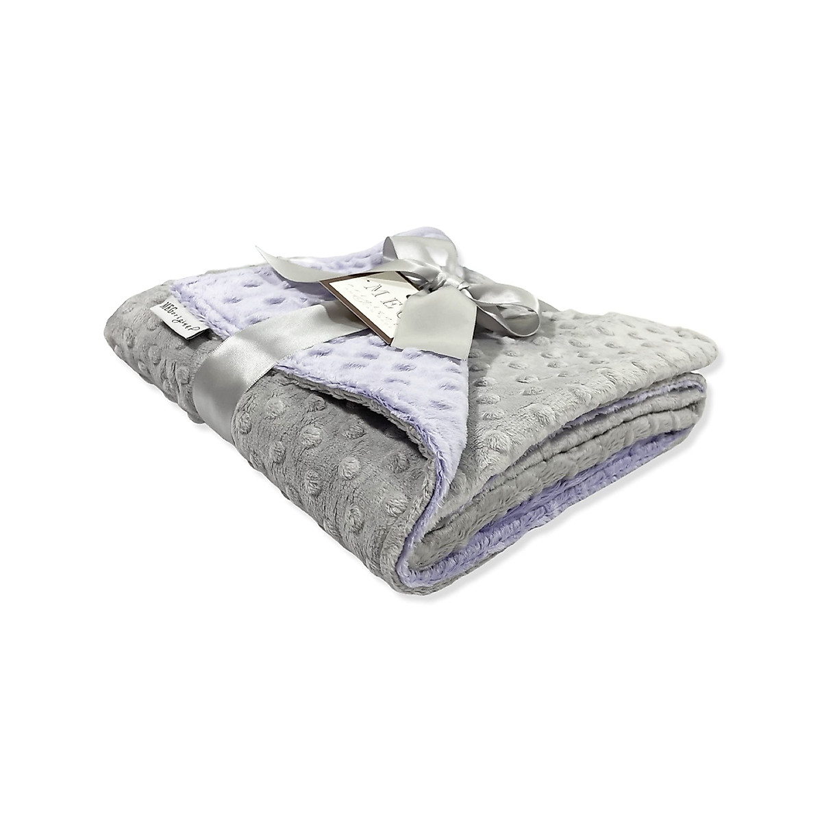 MEG ORIGINAL Lavender & Gray Minky Dot Baby Girl Blanket