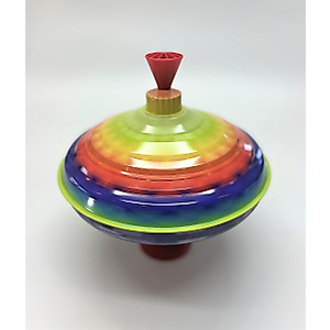 Classic Choral Multicolor Spinning Tin Top Toy from KsmToys The Funny Buzzing Multitaonal Hum Gets Louder As The Top Spins Faster, 9x9x9 Ages 18 m+