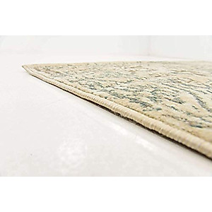 Unique Loom Tuareg Collection Vintage Distressed Traditional Center Medallion Area Rug, 8 x 10 ft, Cream/Slate Blue