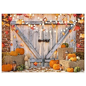 YYNXSY Fall Thanksgiving Backdrop Autumn Pumpkin Harvest Barn Background Hay Maple Leaves Baby Shower Banner Supplies Photo Booth Prop 8X6FT YY-2515