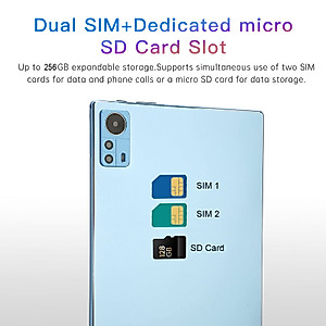 10 inch Tablet, WiFi 11 Tablet, Quad Core CPU Dual Card Slot Tablet, 6GB 256GB Lasting Battery 32MP Camera (US Plug)