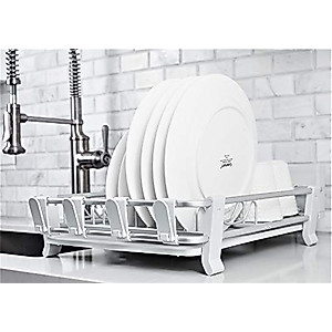 Real Home Innovations Designer Series Milan Single Tier Dish Rack, Extra Large, Satin Aluminum Gray