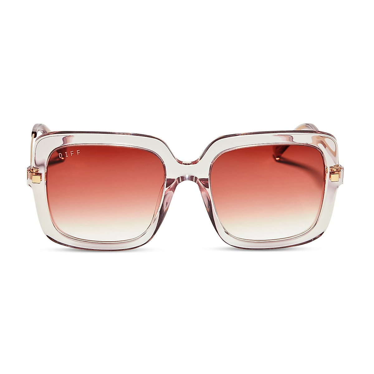 DIFF Sandra Designer Oversized Square Sunglasses for Women UV400 Protection, Light Pink Crystal + Dusk Gradient
