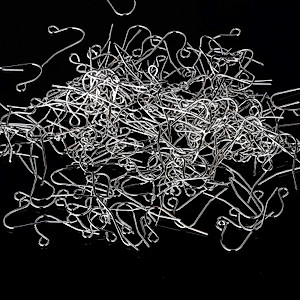 Earring Hooks White Gold Plated Hypoallergenic Ear Wires for DIY Jewelry Findings Unisex（200PCS, 100 Pairs）…