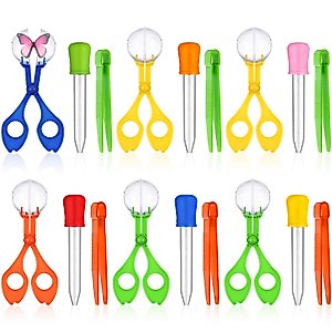 18 Pieces Fine Motor Skill Toys Include 6 Handy Scoopers 6 Jumbo Tweezers 6 Rubber Tipped Dropper Bug Insects Catcher Science Sensory Learning Tool Backyard Outdoor Explorer Kit Skill Development
