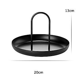 SXNBH Round Jewelry Tray Desktop Storage Tray Sundries Storage Box with Handle Dining Table Meal Tray Ring Earring Display Stand
