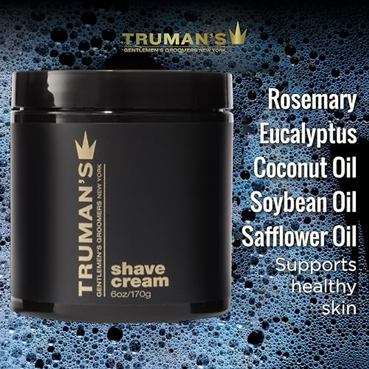 Truman's Gentlemen's Groomers - Men's Shave Cream - Ultimate Smooth Close Shave - Eliminates Razor Burn, Clogged Pores, Breakouts - Coconut and Eucalyptus Oils 6oz