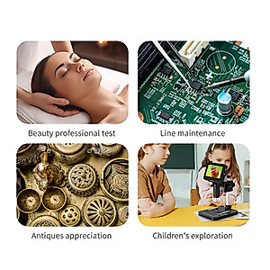 LCD Digital Microscope, 1000X Biological Microscope with 4.3in HD LCD Screen, 8 LED Lights Coin Microscope Camera,for Win XP, for Win7, for Win8.1, for Win10, for OS X10.5