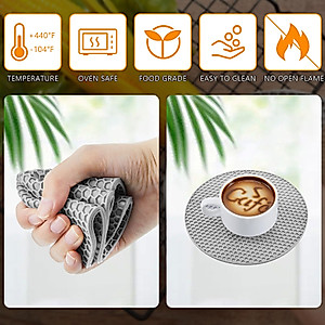 Dandat 24 Pcs Silicone Trivets for Hot Dishes Non Slip Hot Pads for Kitchen Multipurpose Pot Holders for Kitchen Easy to Wash Heat Resistant Mat for Countertops Table, Gray and Black, Square and Round