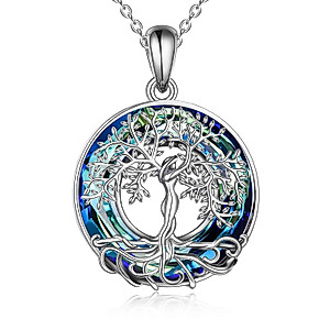 ONEFINITY Tree of Life Necklace for Mother's Day Gifts 925 Sterling Silver Crystal Tree of Life Pendant Necklace Tree of Life Jewelry for Mother and Women Gifts