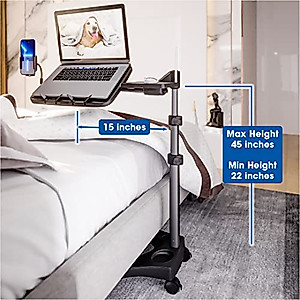 LEVO G2 V16 Mobile Laptop Stand Desk Rolling Cart with Phone Holder and Mouse Tray