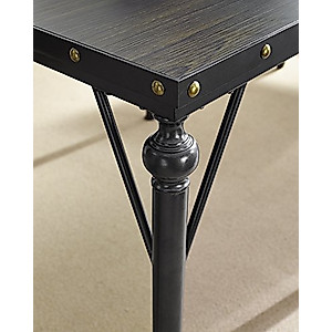 Roundhill Furniture Biony Wood and Metal Dining Table with Nailhead Trim