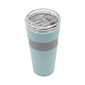 BUILT 24 Ounce Shasta Double Wall Vacuum Insulated Stainless Steel Coffee and Water Tumbler with Easy to Clean Flip to Open Lid, Mint and Gray
