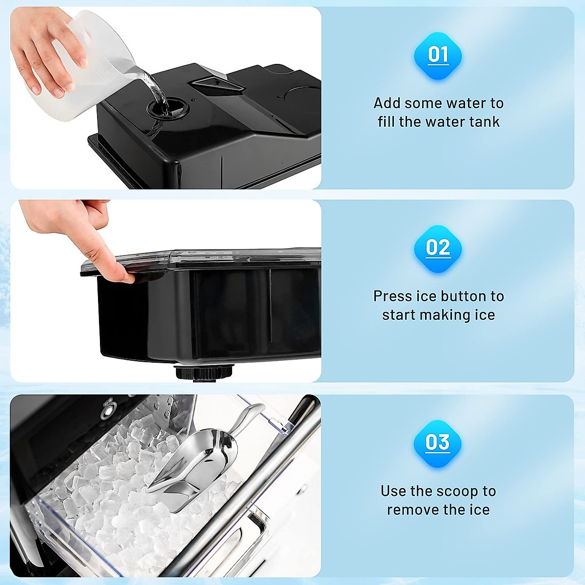 COSTWAY Nugget Ice Maker Countertop, 44 LBS Ice Makers with Built in Self-Cleaning, Intelligent Control Panel, Compressor and Ice Scoop, Portable Compact Ice Maker Machine for Party, Kitchen, Office