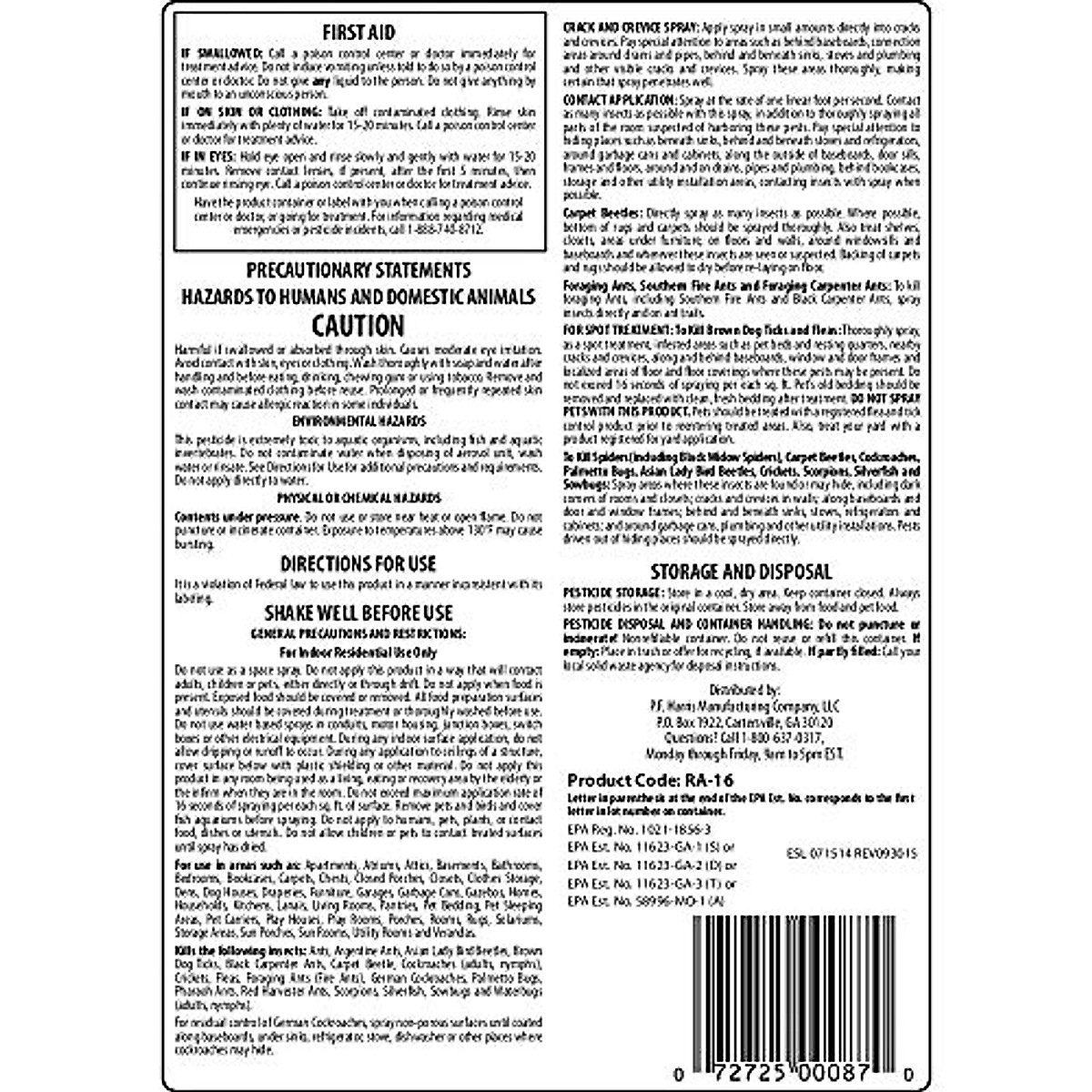 HARRIS 10-Month Roach and Ant Killer, 16oz Aerosol Spray