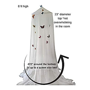 Dream Tada Cinderella Room Decorations, Girl's Bed Canopy - Kid's Glow in The Dark Butterflies Netting, Fit Twin Full Queen, DIY Kit Make a Wish As You Place Each Butterfly