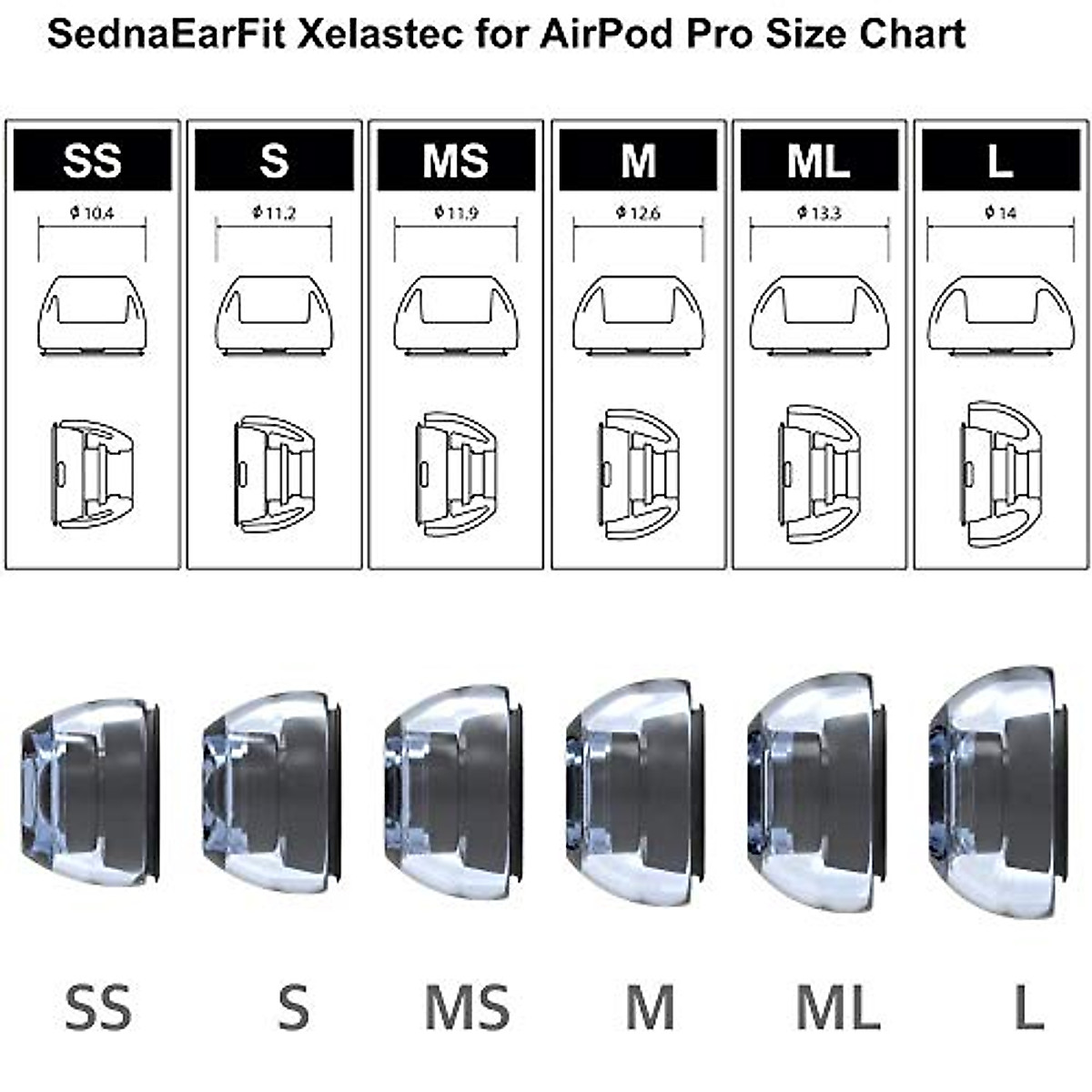 AZLA SednaEarfit XELASTEC for Airpods Pro 2nd & 1st Gen / 3 Pairs (Size MS/M/ML 3Pr)