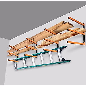 MLHpeak Wall Mount Wood Organizer and Lumber Storage Metal Rack with 3-Level Indoor & Outdoor Use, 3-Level Metal Wall Mount Lumber Storage Rack Wood Organizer Rack Lumber Rack Metal Rack (2 packs)