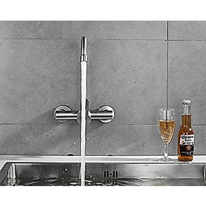 Kitchen Sink Faucet Brushed Nickel Wall Mount 360° Swivel Single Handle Restaurant Utility Sink Faucet in Wall Faucet Kitchen Bar Laundry Faucet Commercial