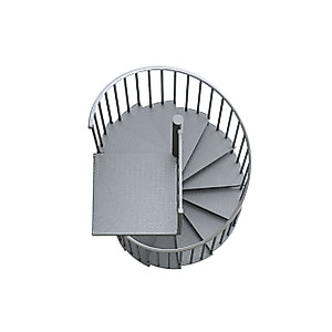 Mylen STAIRS Reroute Galvanized Exterior 60in Diameter, Fits Height 136in - 152in, 2 36in Tall Platform Rails Spiral Stair Kit