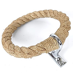 WINTTEN's Heavy Weight Classic Decorative Jute Rope Towel Holder Bathroom Hardware Accessories Towel Rack Round Wall Mounted Towel Ring Bathroom Hand Towel Holder Round Wall, Mounted 8" inches