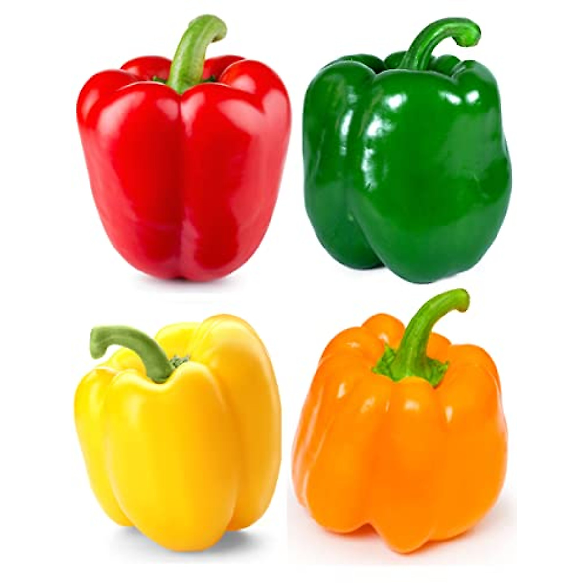 Sweet Bell Pepper Seeds Collection, 200 Seeds, 4 Heirloom Non-GMO Varieties. Giant Green, Yellow Sunbright, Orange Horizon, Big Red.
