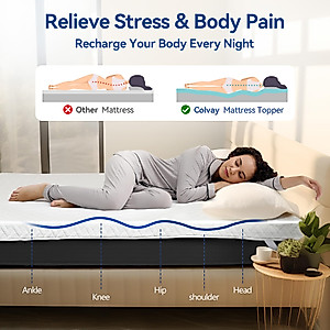 Colvay 3 Inch Gel Memory Foam Mattress Topper King Size for Back Pain, Cooling Mattress Pad Bed Topper with Removable and Washable Bamboo Cover, CertiPUR-US & Oeko-Tex Certified – White