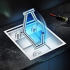 LiLiNaShop Drop-in Kitchen Sink,17-Inch Undermount Workstation Invisible Sink,18 Gauge Stainless Steel Single Groove Suit with Foldable Faucet,for Kitchen,Bar,Travel Trailer