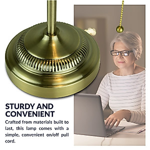 Newhouse Lighting Morgan Antique Green and Brass Glass and Metal Adjustable Energy-Efficient LED Classic Banker Lamp with 1 Free 3.5-Watt LED Bulb Included