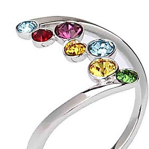 shiYsRL Exquisite Jewelry Ring Love Rings Fashion Women Shiny Multicolor Rhinestone Inlaid Finger Ring Party Jewelry Gift Wedding Band Best Gifts for Love with Valentine's Day - Platinum US 8