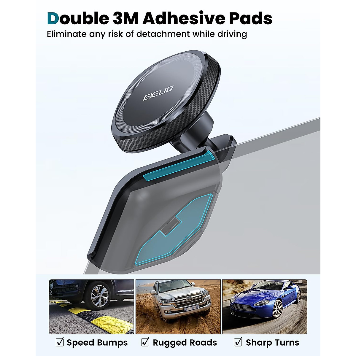 EXELIQ Tesla Phone Mount Holder for Model 3/Y, Magnetic Phone Holder for Screen, Tesla Magsafe Mount with Triple-Hook Vent Clip, Compatible with iPhone 15 14 13 12 Pro Max and All Phones