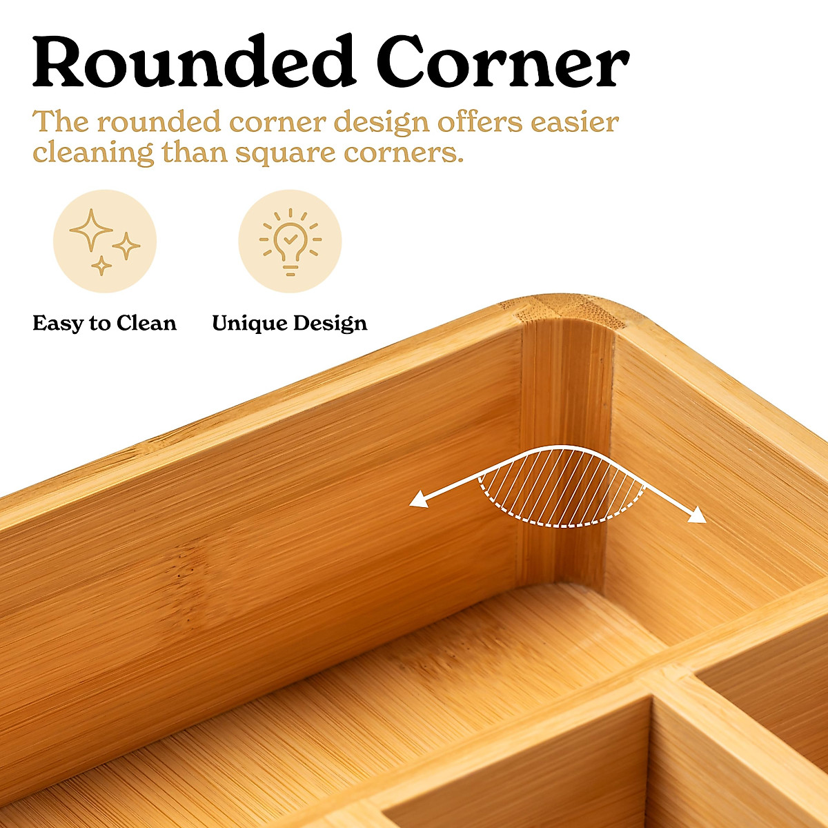 SMIRLY Silverware Drawer Organizer – Bamboo Kitchen Drawer Organizer, Adjustable Utensil Holder and Cutlery Tray, Drawer Dividers for Flatware and Kitchen Utensils