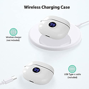 Meyodody Wireless Earbuds,Bluetooth 5.3 Headphones with Wireless Charging & Power Display,IPX5 Waterproof Airpods with Mic,Ear Buds for iPhone Android