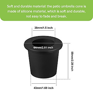 2 Pieces Patio Table Umbrella Hole Ring Umbrella Cone Wedge Plug Umbrella Stabilizer Sleeve for 2 to 2.5 Inch Patio Table Hole and 1.5 Inch Pool Umbrella Adapter