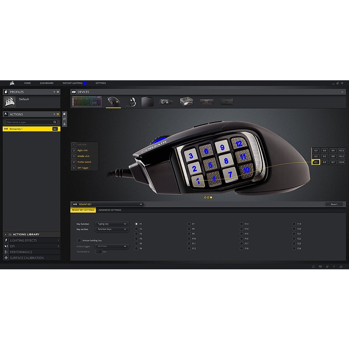 Corsair Scimitar Pro RGB - MMO Gaming Mouse - 16,000 DPI Optical Sensor - 12 Programmable Side Buttons - Black (Renewed)