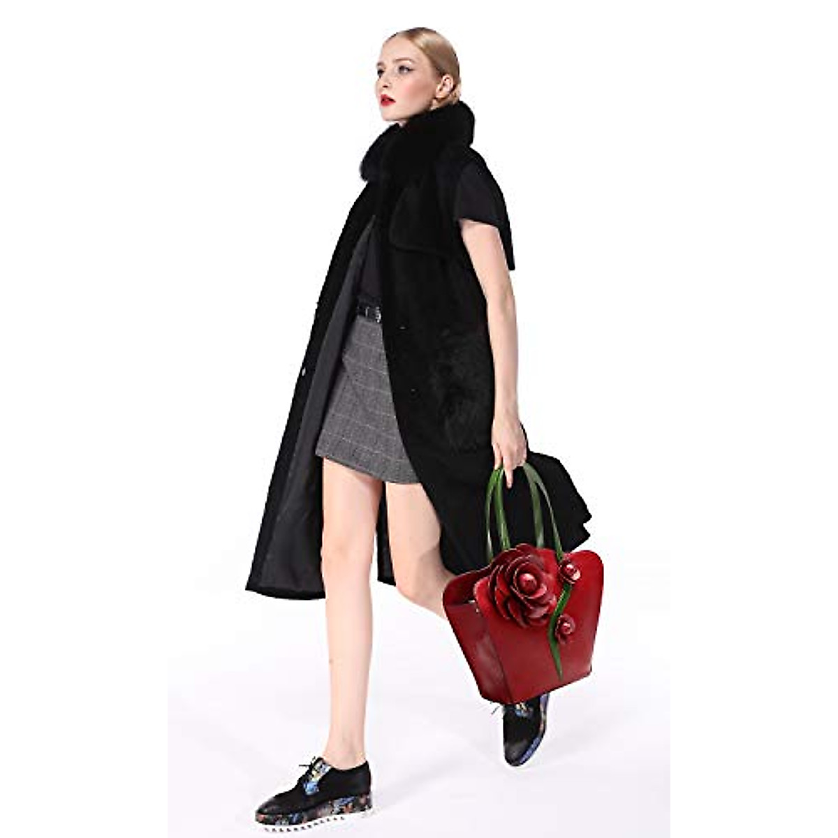 PIJUSHI Designer Floral Purses and Handbags for Women Top Handle Satchel Handbag Ladies Shoulder Bag（20105 Red）