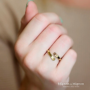 MignonandMignon Personalized Wrap Ring Engraved for Women Double Name Date for Couples Pinky Ring for Men Stackable Customize Mothers Day Gift -RWR