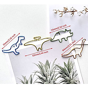 40pcs Funny Dinosaur Paper Clips, Mewuthede Creative Dinosaur Shaped Paperclip, Metal Bookmark Clips Supplies Cute Paper Clips for Home Office Library …