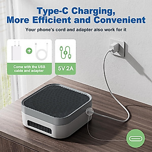 Air Purifier TDBYWAE Air Purifiers for Home Bedroom Up to 600 ft², True HEPA Air Purifier for Pets Dust Dander Pollen Odor Smoke, New Quiet Wind Wheel System, Portable Car Air Purifier for Travel