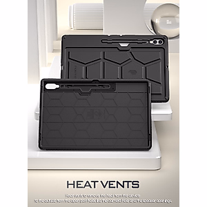 Poetic TurtleSkin Case for Samsung Galaxy Tab S10 Ultra (2024 Release) / S9 Ultra (2023 Release) 14.6 inch Case with S Pen Holder, Heavy Duty Shockproof Kids Friendly Protective Silicone Cover, Black