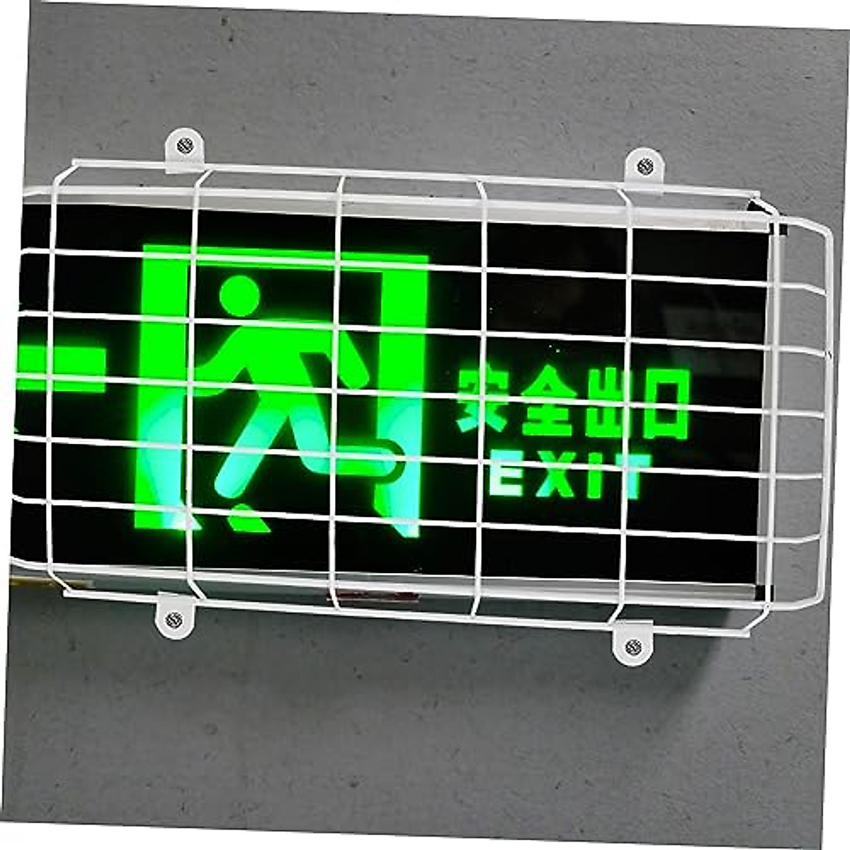 GAROZATION Exit Light Signal Signs Outdoor Emergency The Wire Exit Sign Damage Stopper Wire Exit Sign Cage Wire Guard Exit Sign Protective Cover Guards Protector Wall Gaurd Fixture White Iron